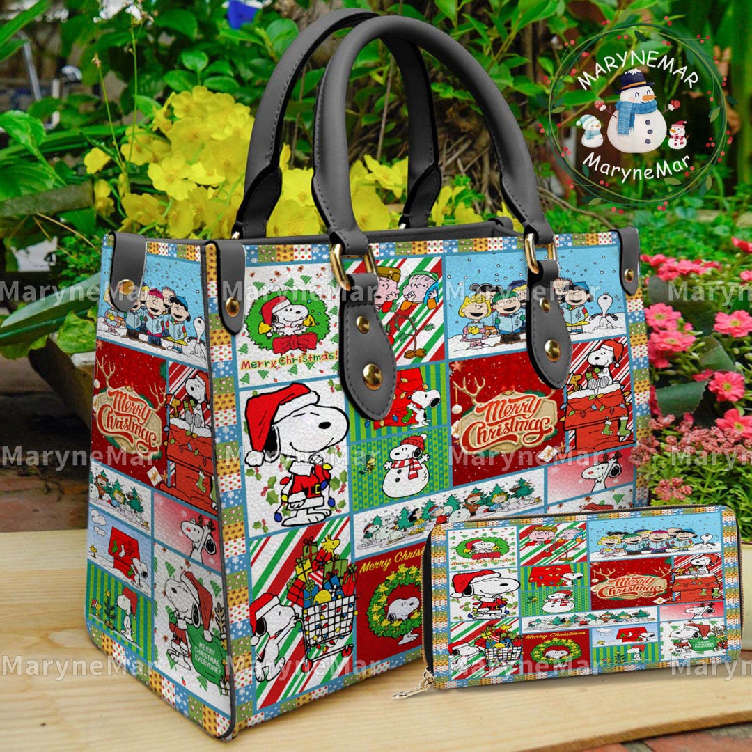 Snoopy Peanuts Christmas Vintage Leather Handbag, Snoopy Peanuts ...