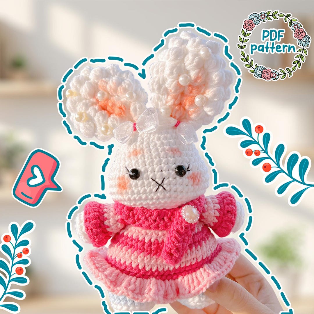 Crochet Bunny Pattern, Crochet Rabbit Plush Pattern, Stuffed Bunny ...