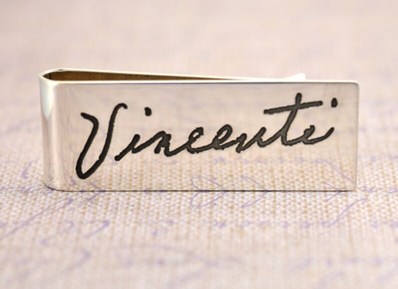 Handwriting/artwork Money Clip - Memorial Gift - Handwriting Jewelry ...