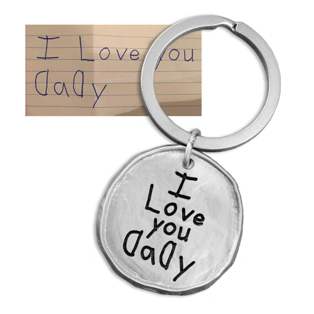 Handwriting Round Tag Key Chain Pewter - Signature Jewelry ...
