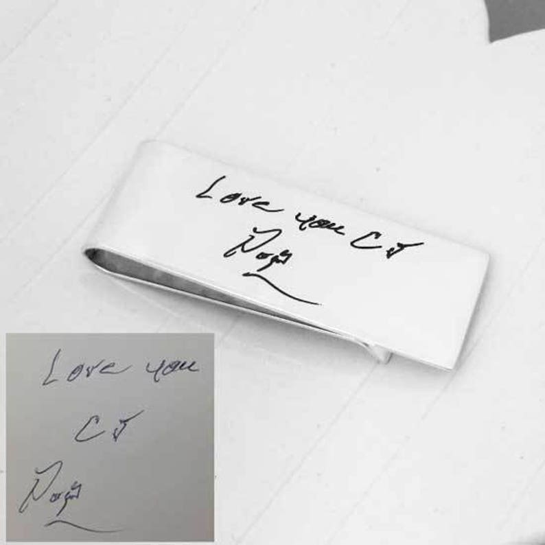 Handwriting/artwork Money Clip - Memorial Gift - Handwriting Jewelry ...