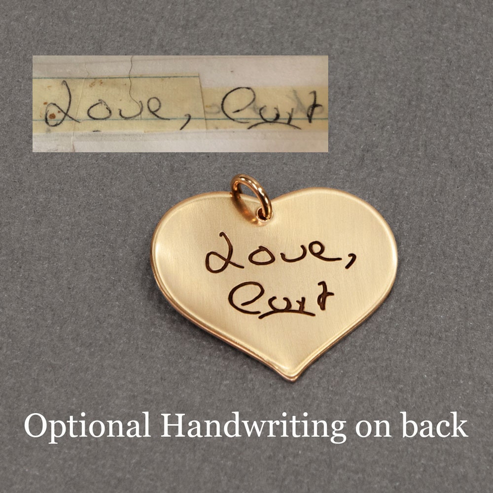 Handwriting Necklace Gold Heart-signature Jewelry - Handwriting Jewelry ...