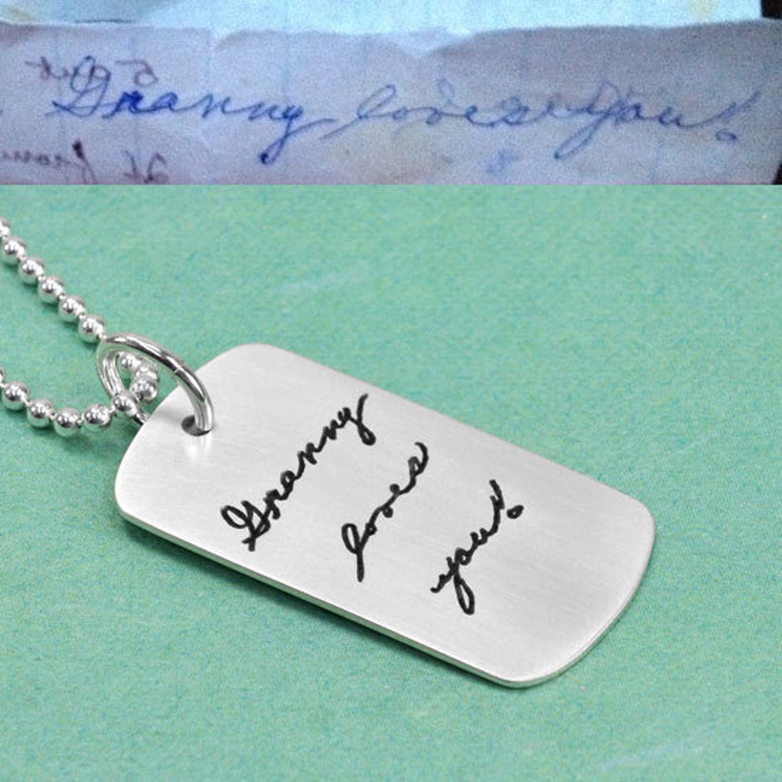 Handwriting/artwork Military Tag Signature Jewelry - Etsy
