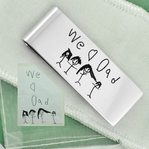 Handwriting/artwork Money Clip - Memorial Gift - Handwriting Jewelry ...