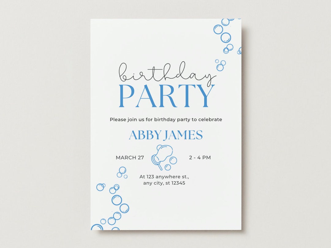 Editable Birthday Party Invitation, Text Invitation, Birthday Party ...