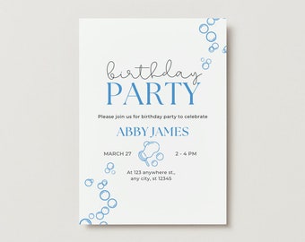 Editable Birthday Party Invitation, Text Invitation, Birthday Party ...