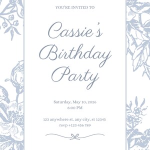 Editable Birthday Party Invitation, Text Invitation, Birthday Party ...