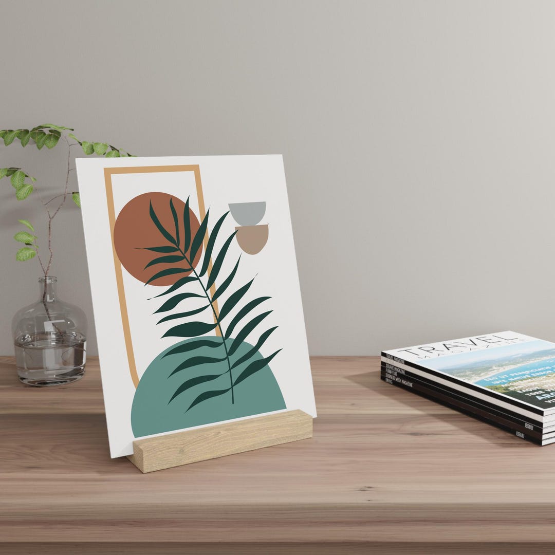 Leaves Minimalist Shapes Table Decor, Modern Boho Home Accent, Green ...