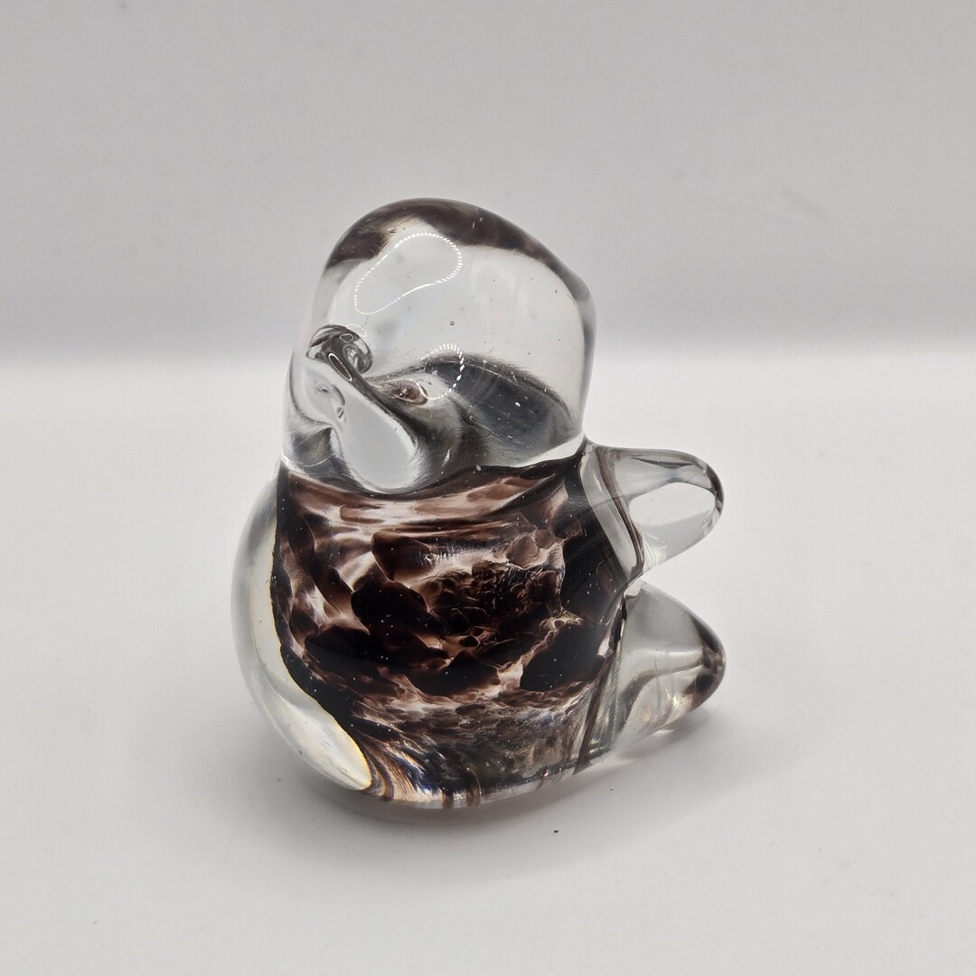K. Thomson Signed Tiny Handmade Glass Bear. Speckled Brown Body. 2.25 ...