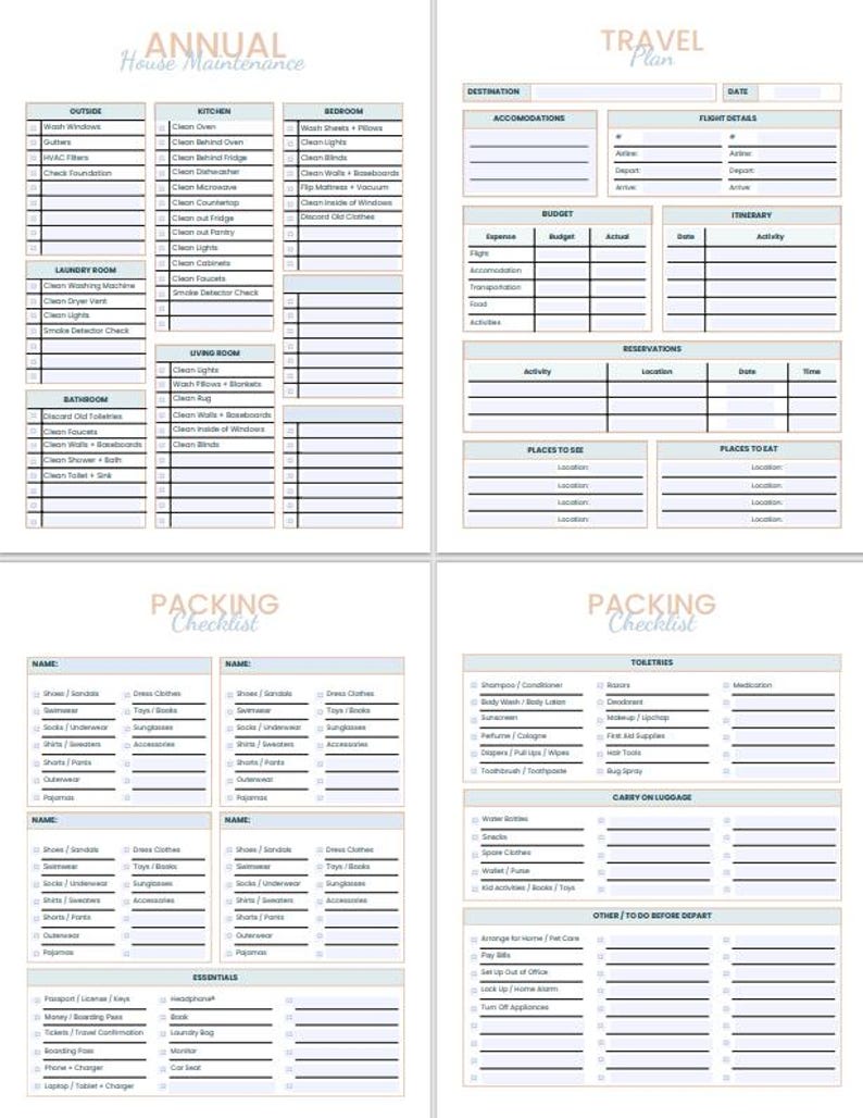 Template Organizers for Families - 20 Fillable Pdfs for School ...