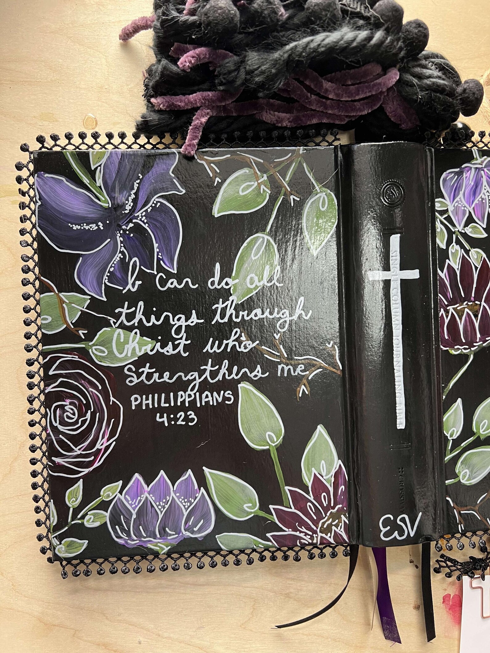 Gothic Flower Hand Painted Bible, Personal Bible, Bible Keepsake ...