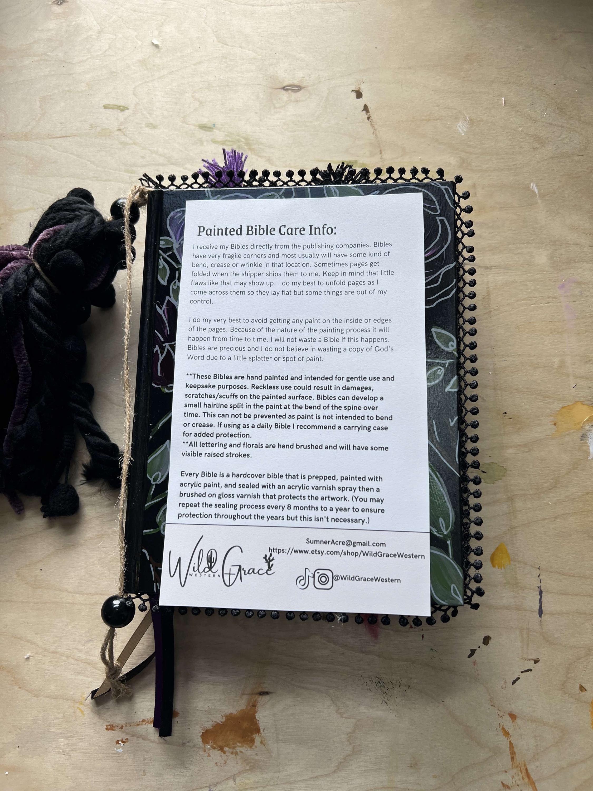 Gothic Flower Hand Painted Bible, Personal Bible, Bible Keepsake ...