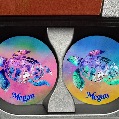 Sea Turtle Personalized Car Coasters Set of 2 Customized - Etsy