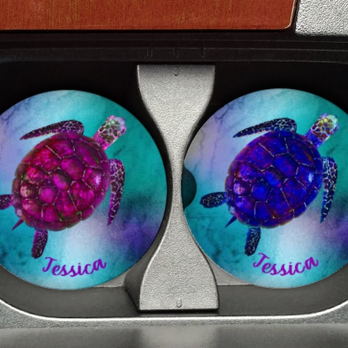 Sea Turtle Personalized Car Coasters Set of 2 Customized - Etsy