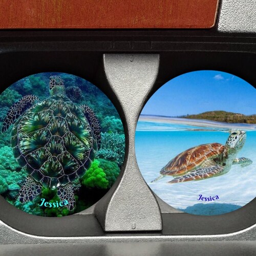 Sea Turtle Personalized Car Coasters Set of 2 Customized - Etsy