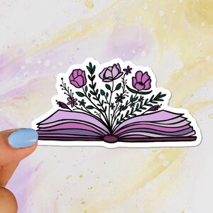 Book Floral Sticker, Books Sticker, Sticker for Women, Book Lover ...