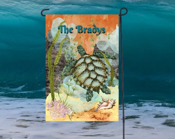 Sea Turtle Garden Flag, Personalized, Garden Flag, Name Garden Flag ...