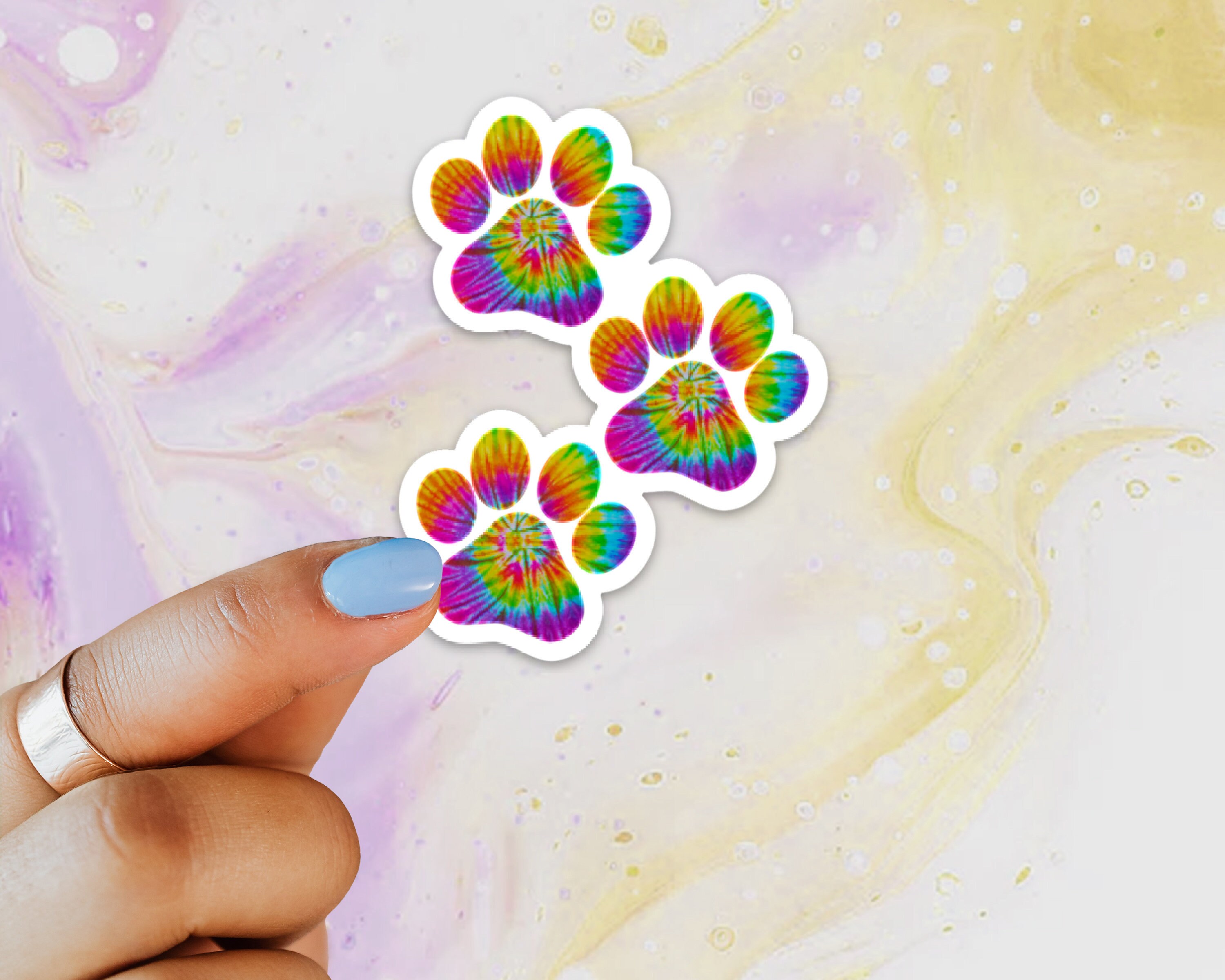 Tie Dye Dog Paw Print Sticker Pawprints Sticker Laptop | Etsy