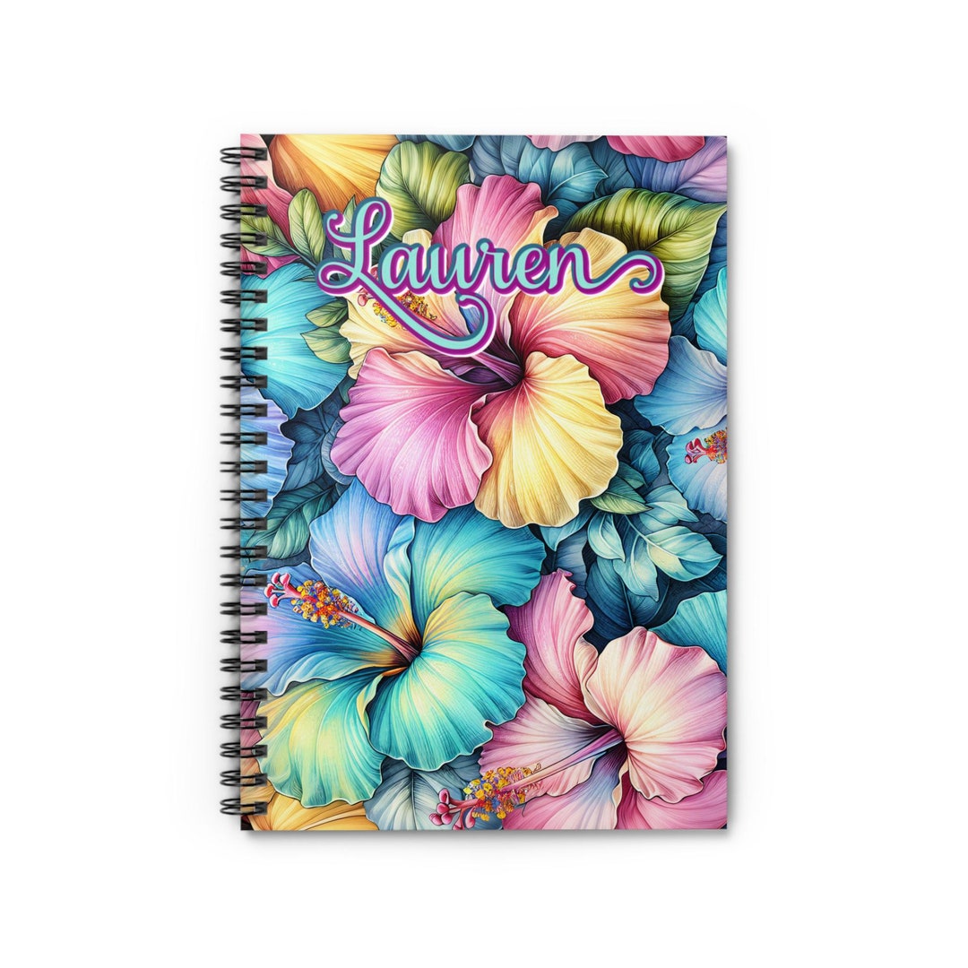 Personalized Hibiscus Spiral Notebook - Tropical Hibiscus Flowers ...