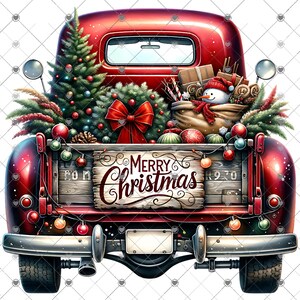Red Christmas Truck Sublimation Transfer, Ready to Press, Vintage Truck ...