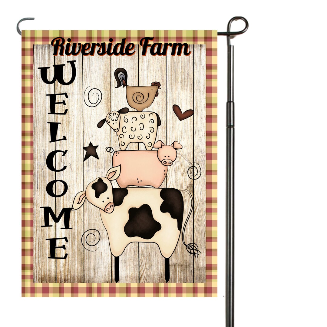 Farm Garden Flag, Personalized, Garden Flag, Name Garden Flag, Pig ...