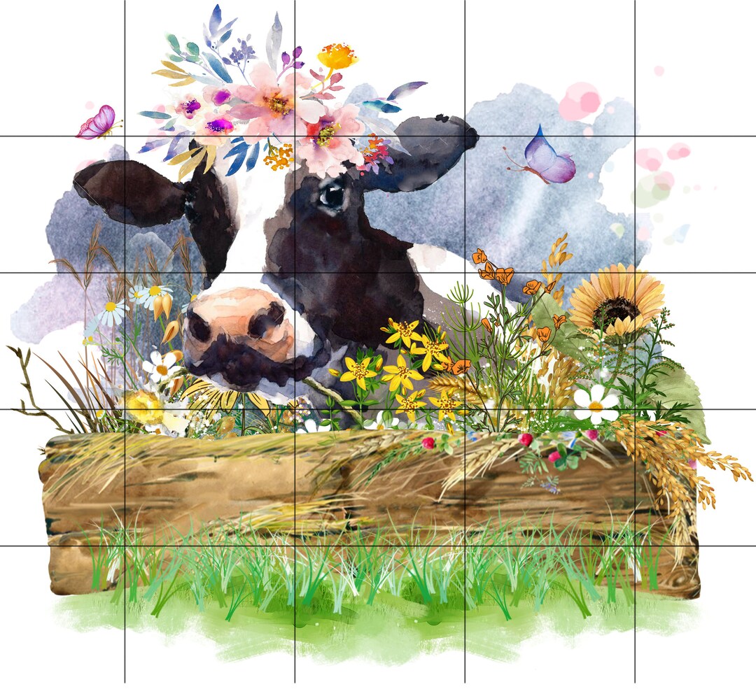 Cow Floral Sublimation Transfer, Cows, Cow Sublimation, Farm, 4-H Cows ...