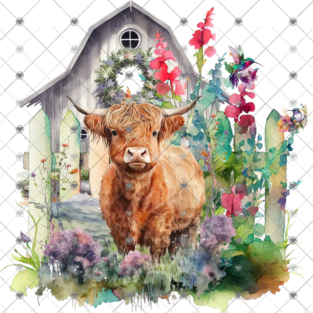 Highland Cow Barn Sublimation Transfer, Cows, Farm, Heifer, Cows ...