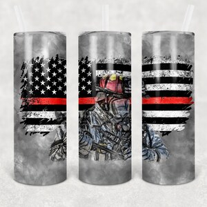 Firefighter Thin Red Line Tumbler Sublimation Wrap, Fire Tumbler ...