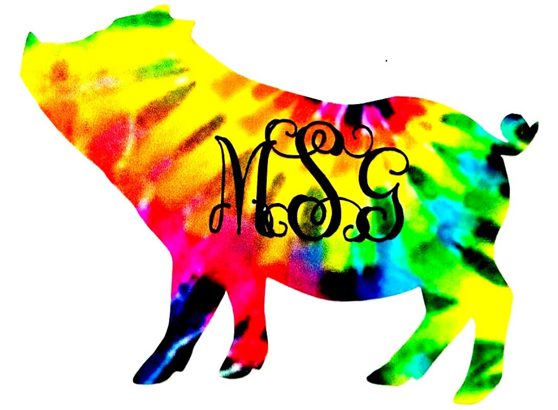 Pig Monogram Vinyl Decal Sticker Die Cut Custom Car Window | Etsy