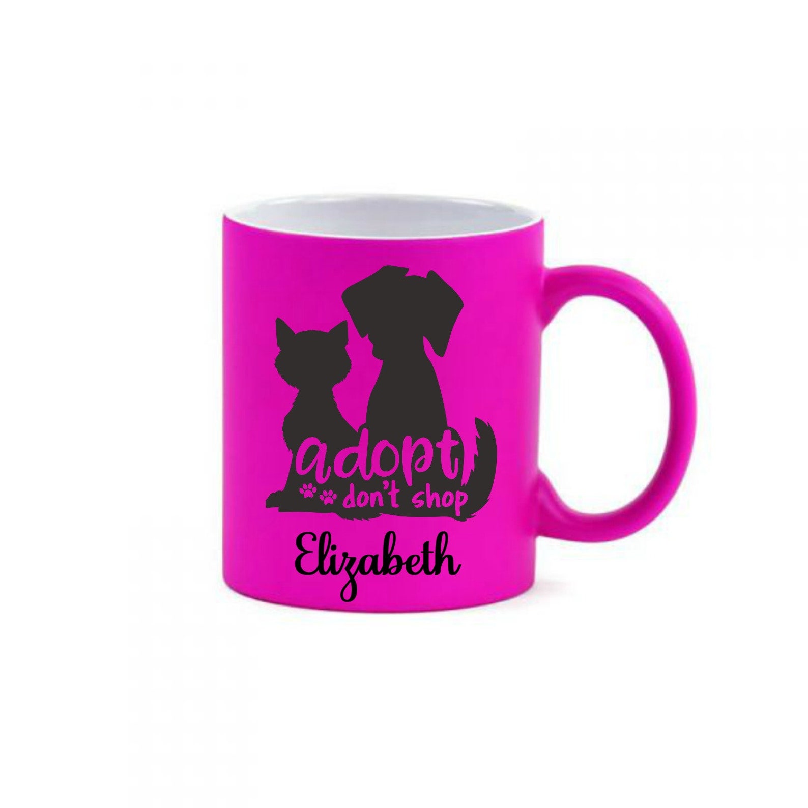 Fluorescent Pink Personalized Mug Add Your Own Image/text - Etsy