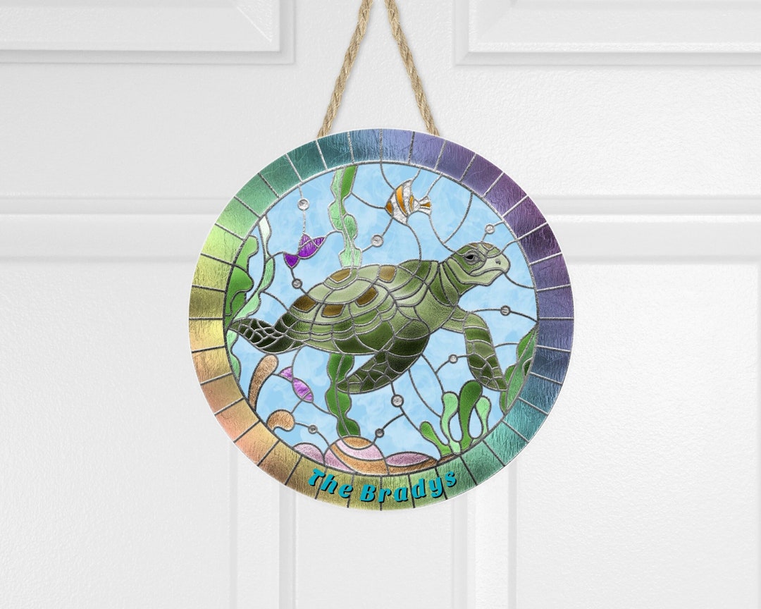 Sea Turtle Personalized Door Sign, Metal Wreath Center Sign, Ocean Life ...