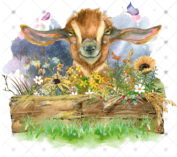 Goat Floral Sublimation Transfer Goats Dairy Goat Goats | Etsy