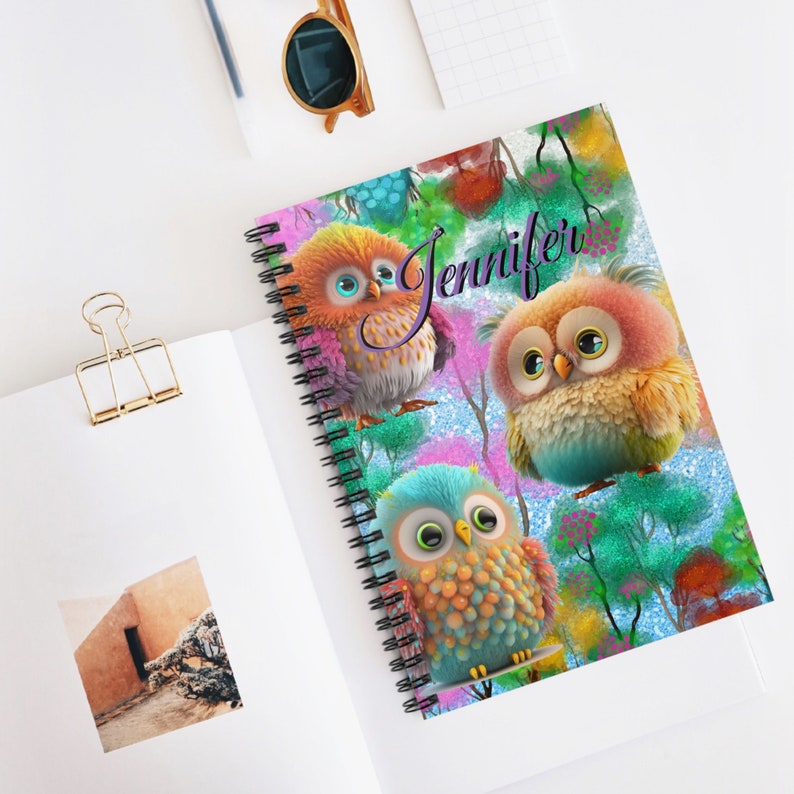 Personalized Owl Spiral Notebook - Colorful Owls Journal - Gift for ...