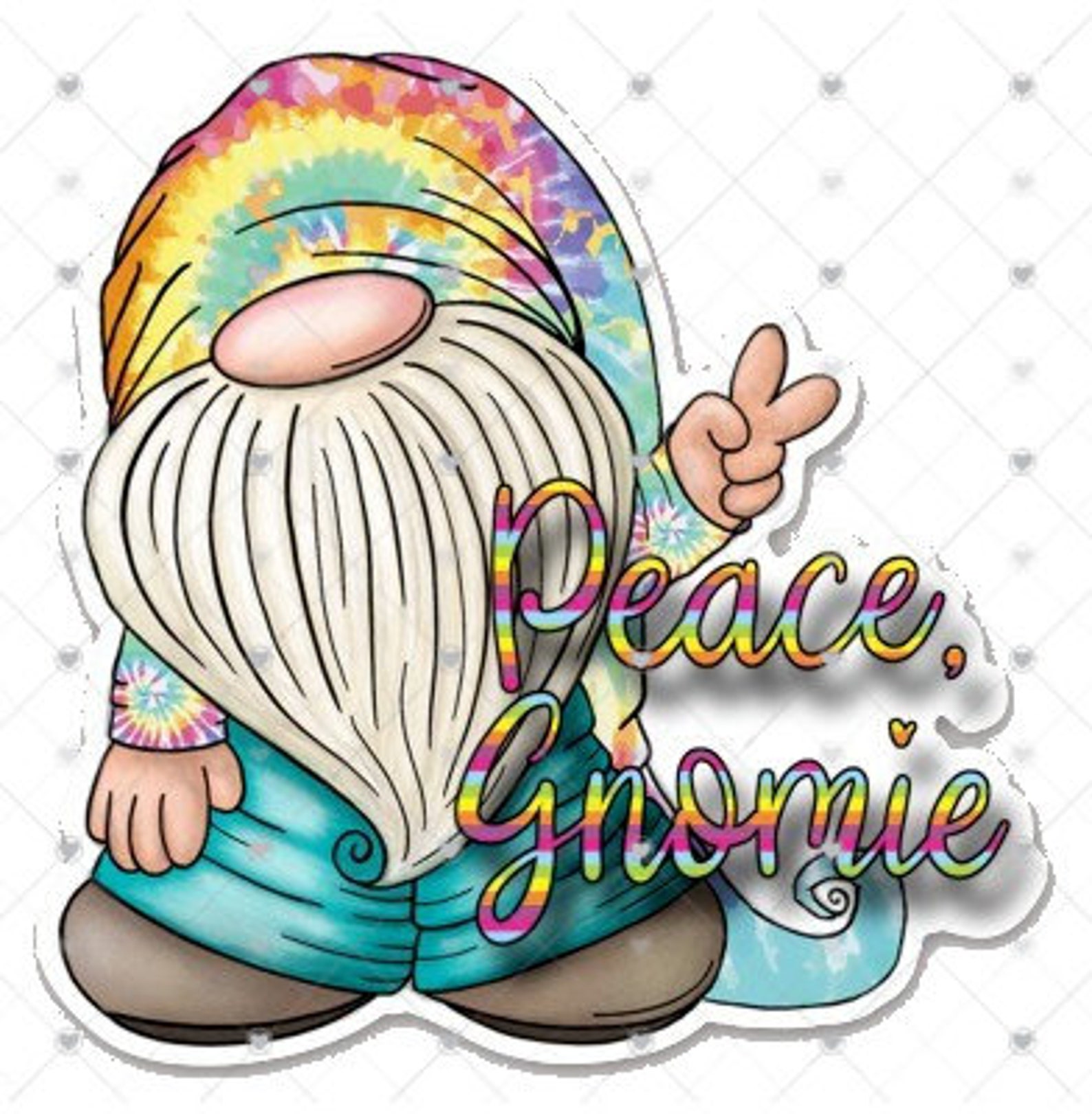 Peace Gnomie Tie Dye Sticker, Gnome Sticker, Hippie Gnome Sticker ...