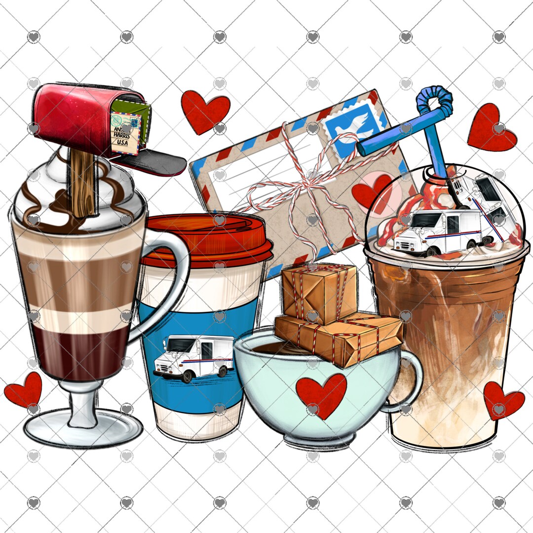 Mail Carrier Coffee Drink Sublimation Transfer, Ready to Press, Mail ...