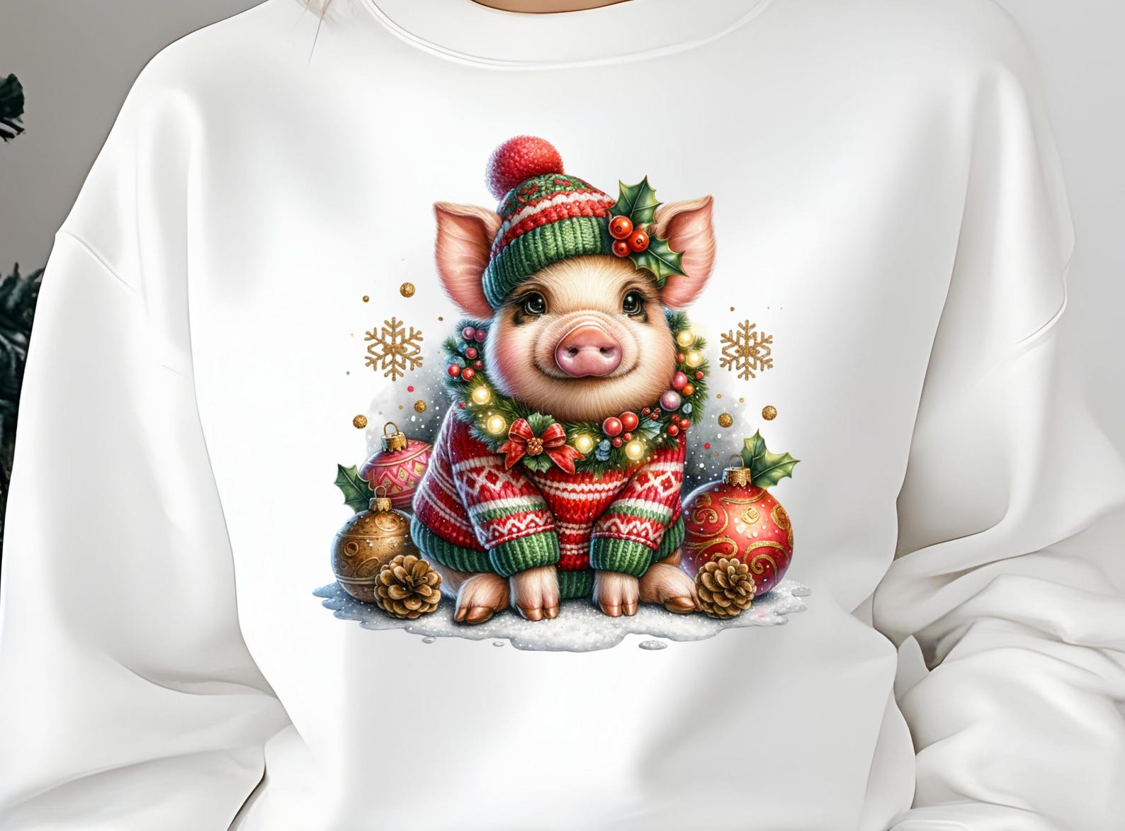 Christmas Pig Sublimation Transfer, Cows, Farm, Swine, Printed Transfer ...