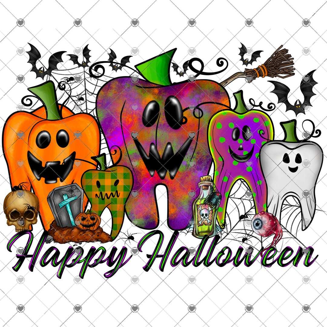 Happy Halloween Teeth Sublimation Transfer, Ready to Press, Dental ...