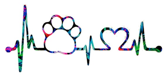 Pawprint Heartbeat Decal Paw Print Sticker Dog Cat Decal | Etsy