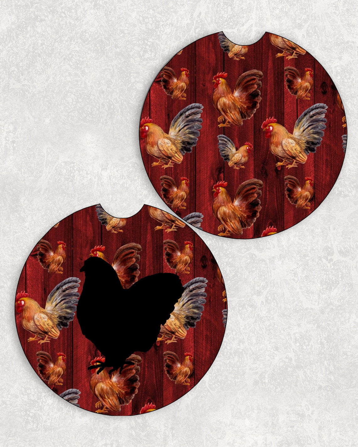 Chicken Ceramic Car Coasters Personalized Set of 2 Chickens | Etsy