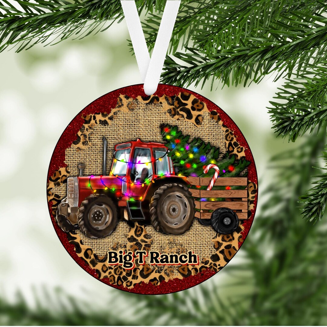 Red Tractor Farm Personalized Christmas Ornament, 2-dimensional Flat ...