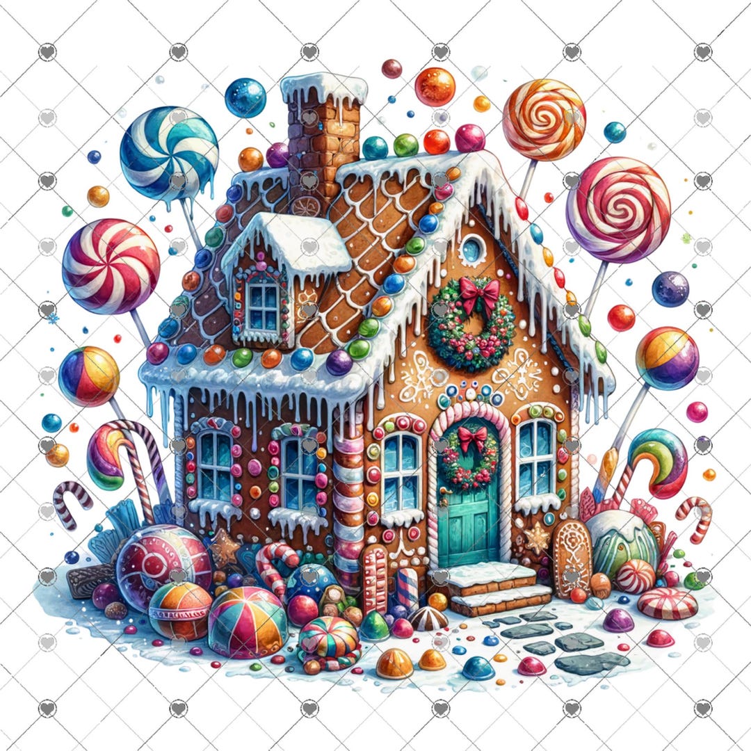 Gingerbread House Sublimation Transfer, Christmas Candy House Printed ...