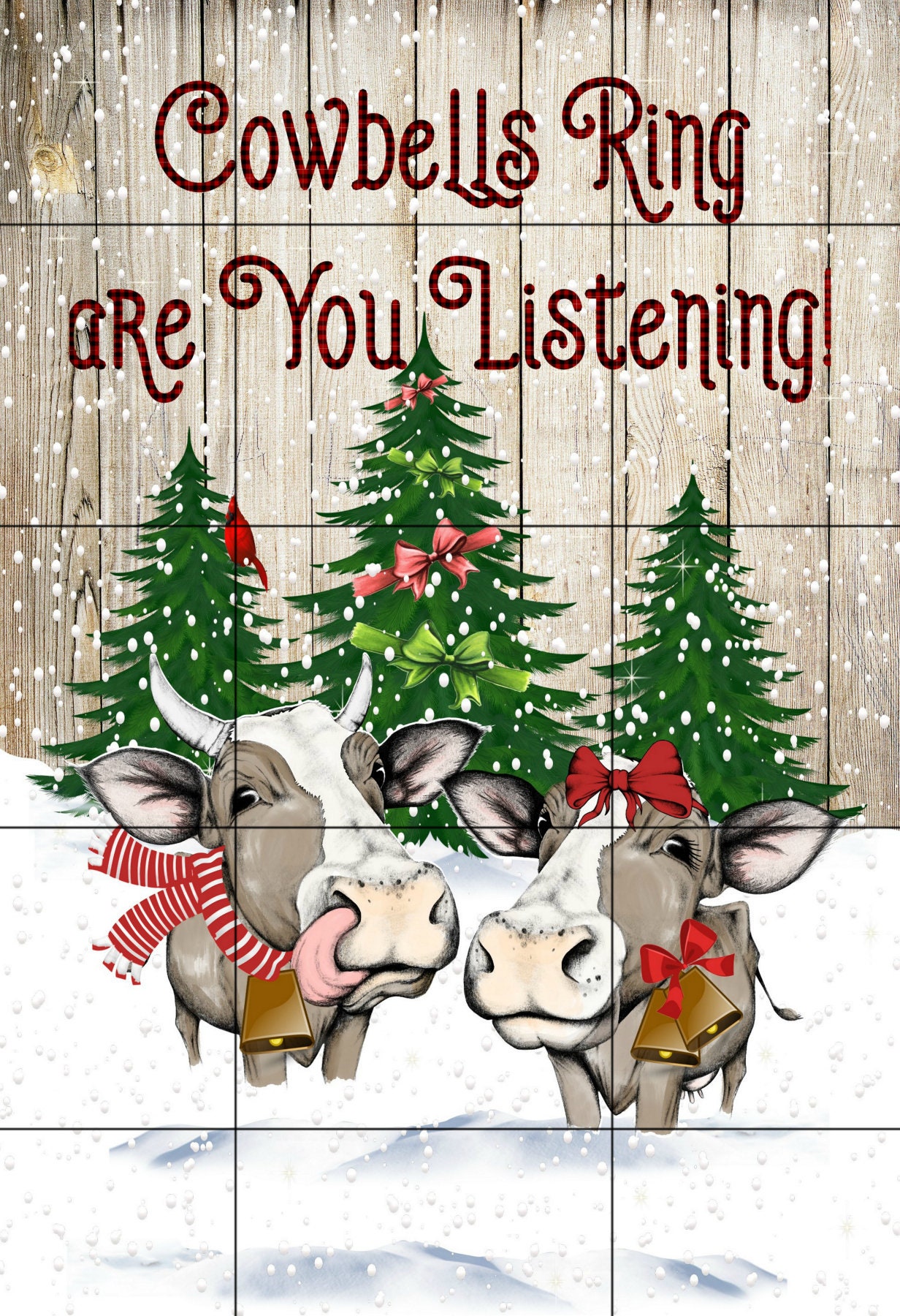 Christmas Cows Garden Flag Cowbells Ring Farmhouse Christmas | Etsy