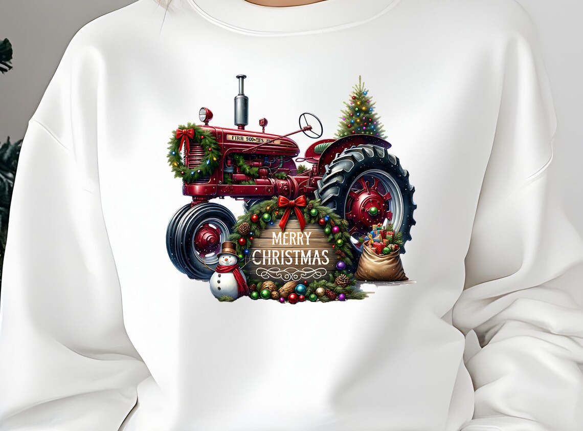 Christmas Tractor Sublimation Transfer, Printed, Red Tractor ...