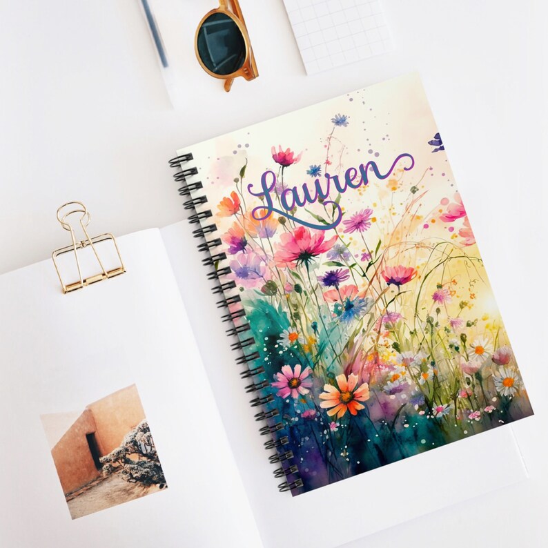 Personalized Summer Flowers Spiral Notebook - Floral Journal - Colorful ...