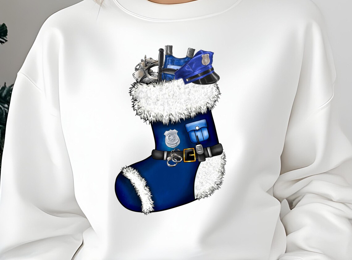 Police Stocking Christmas Sublimation Transfer Ready to Press, Police ...