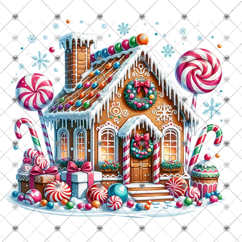 Gingerbread House Sublimation Transfer, Christmas Candy House Printed ...