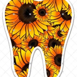 Sunflower Tooth Sticker, Tooth Laptop Sticker, Water Bottle Sticker ...