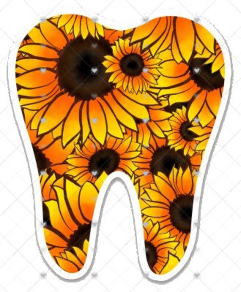 Sunflower Tooth Sticker Tooth Laptop Sticker Water Bottle - Etsy