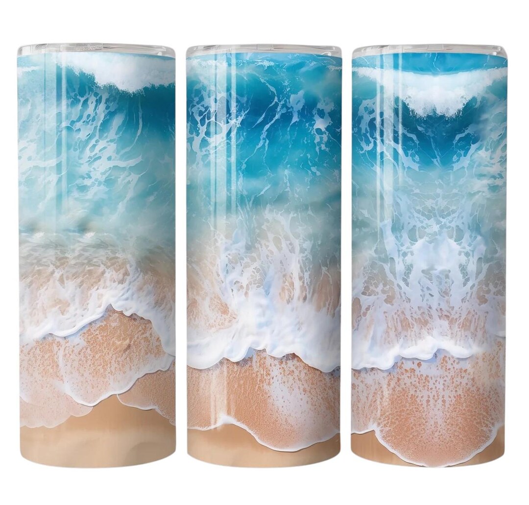 Beach Ocean Tumbler Wrap Sublimation Transfer, Coastal Waves Wrap, Sea ...