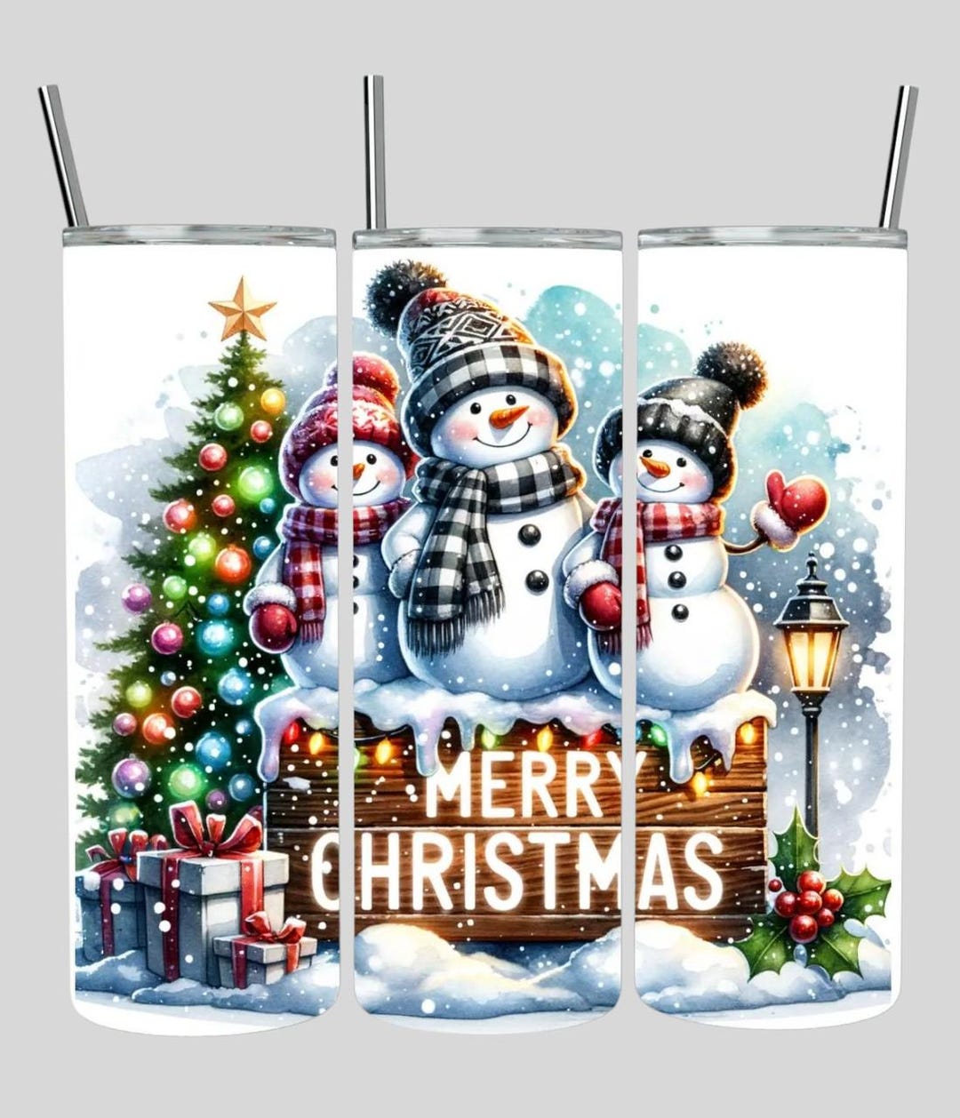 Christmas Snowman Tumbler Sublimation Wrap - Ready to Press Printed ...